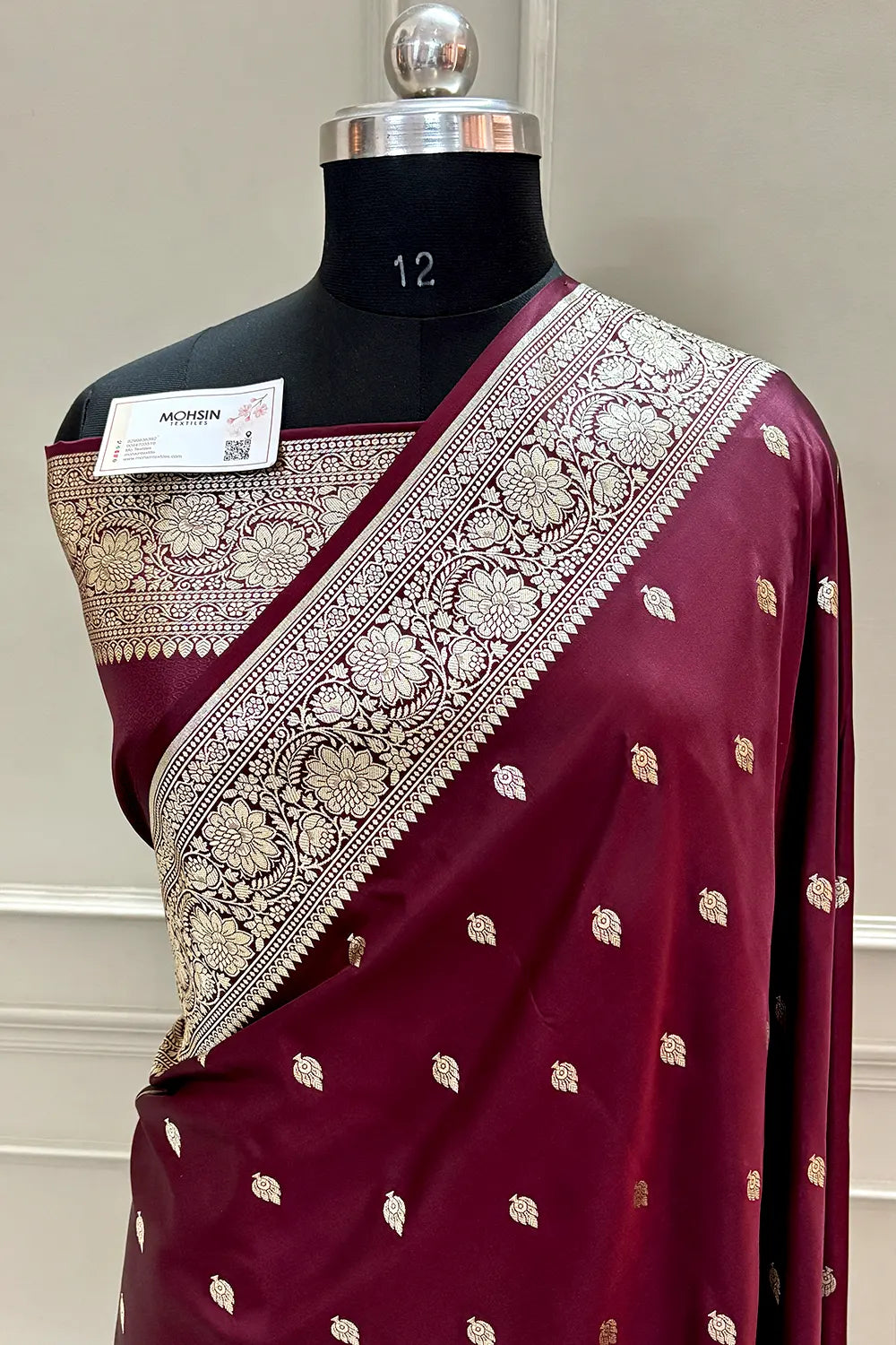 Wine Mario Patti Katan Silk Banarasi Saree – Mohsin Textiles