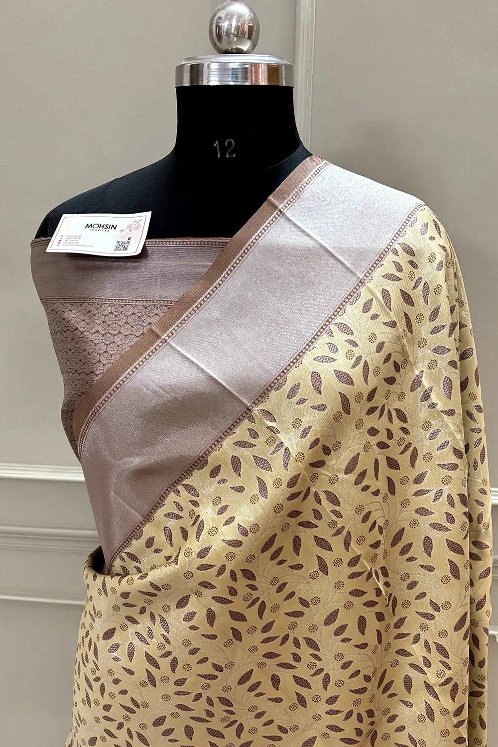 Yellow and Beige Resham Zari Banarasi Silk Saree – Mohsin Textiles