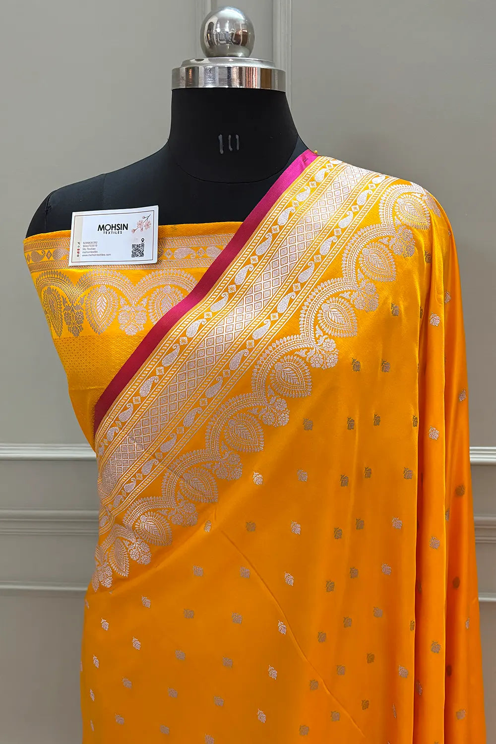 Yellow Jadi Buti Katan Silk Banarasi Saree – Mohsin Textiles