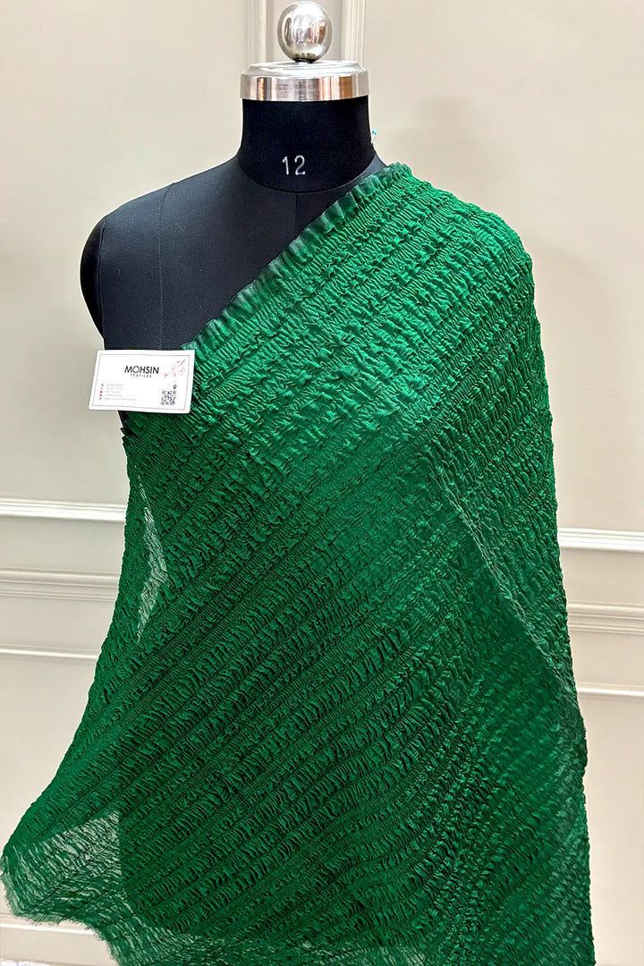 Bottle Green Crush Banarasi Silk Dupatta – Mohsin Textiles
