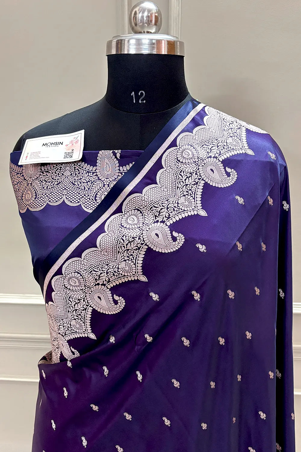Dark Purple Deepak Buti Katan Silk Banarasi Saree – Mohsin Textiles