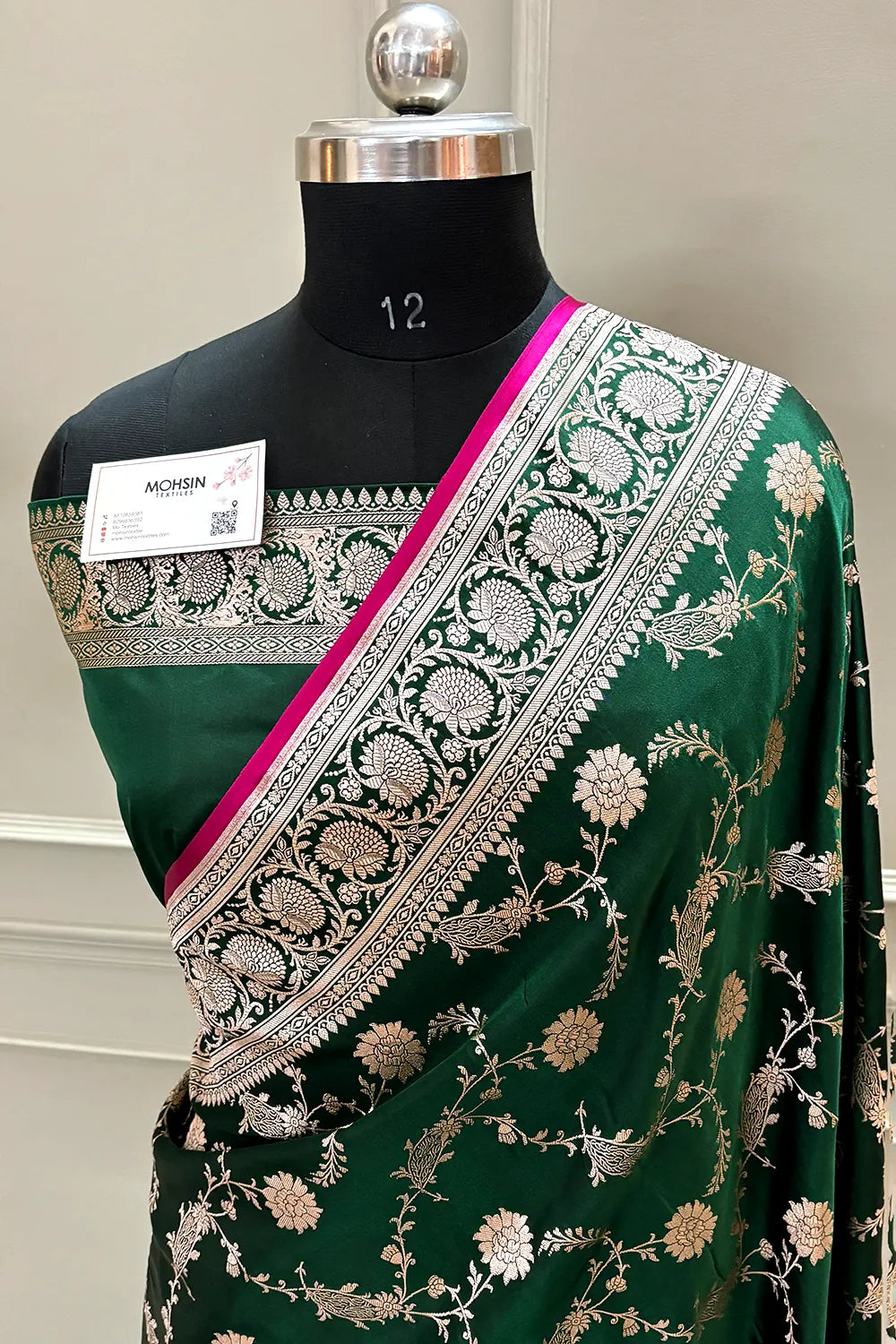 Green Makra Jaal Katan Silk Banarasi Saree – Mohsin Textiles