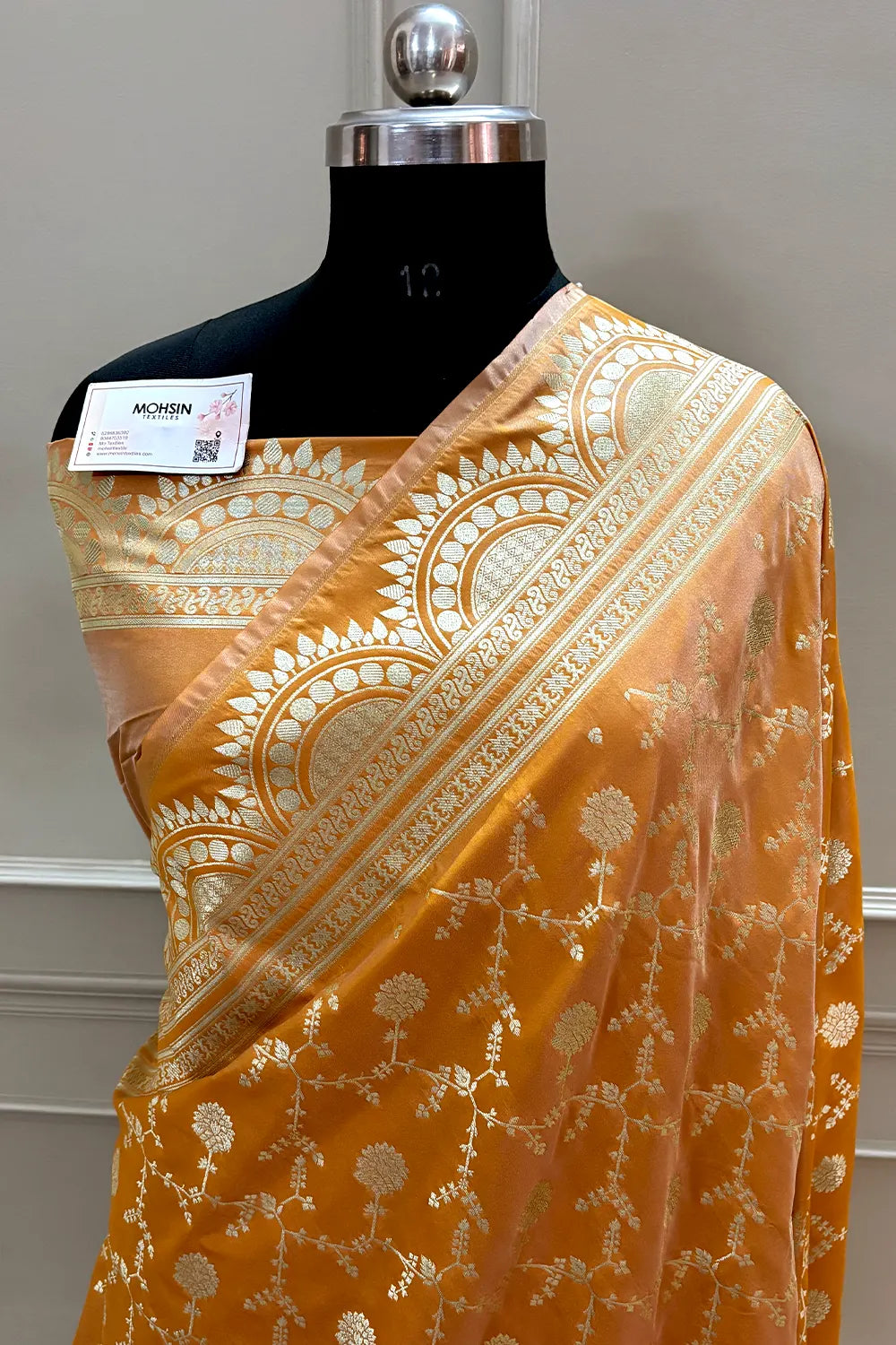 Light Peach Quantum Jaal Katan Silk Banarasi Saree – Mohsin Textiles