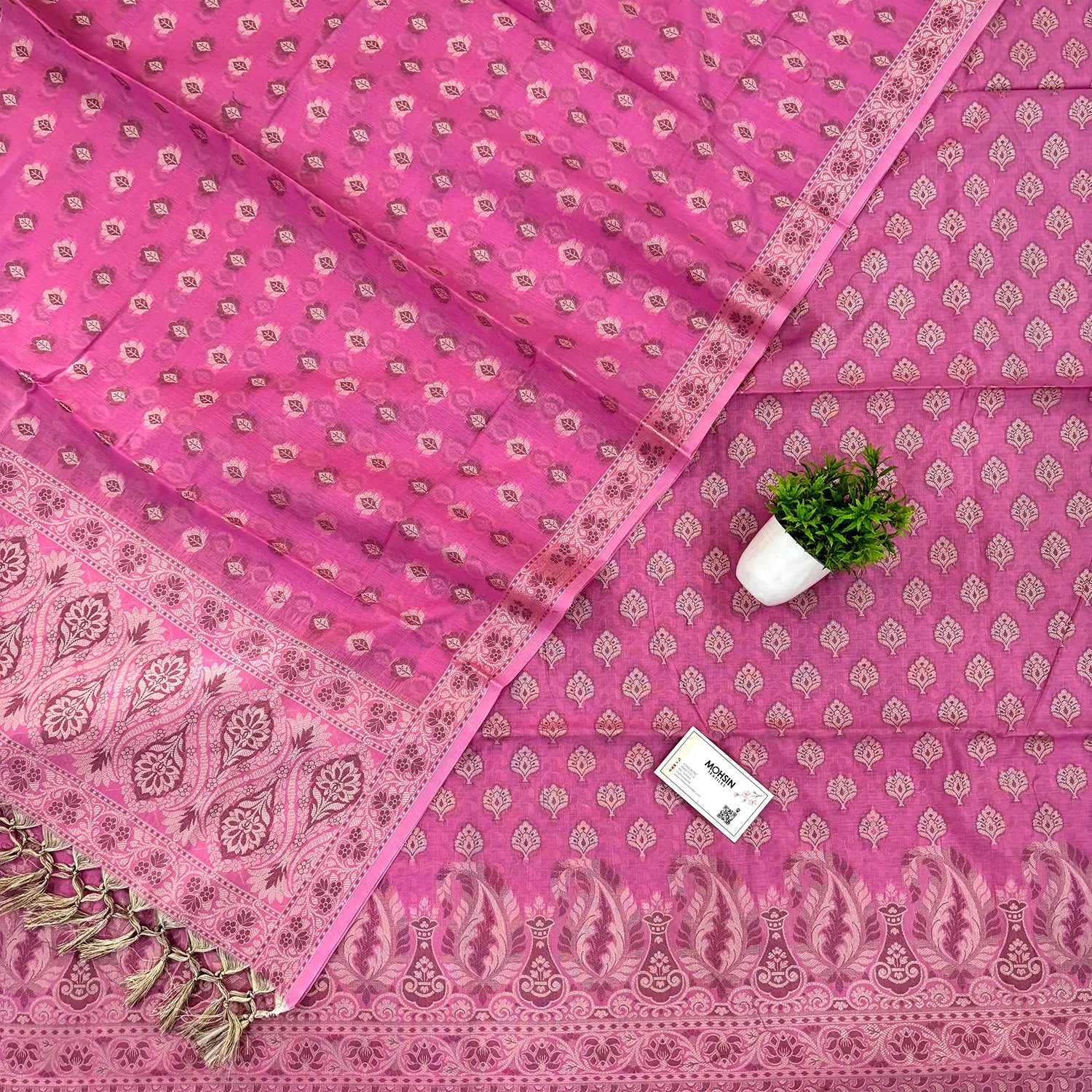 Pink Surahi Tree Cotton Silk Banarasi Suit – Mohsin Textiles