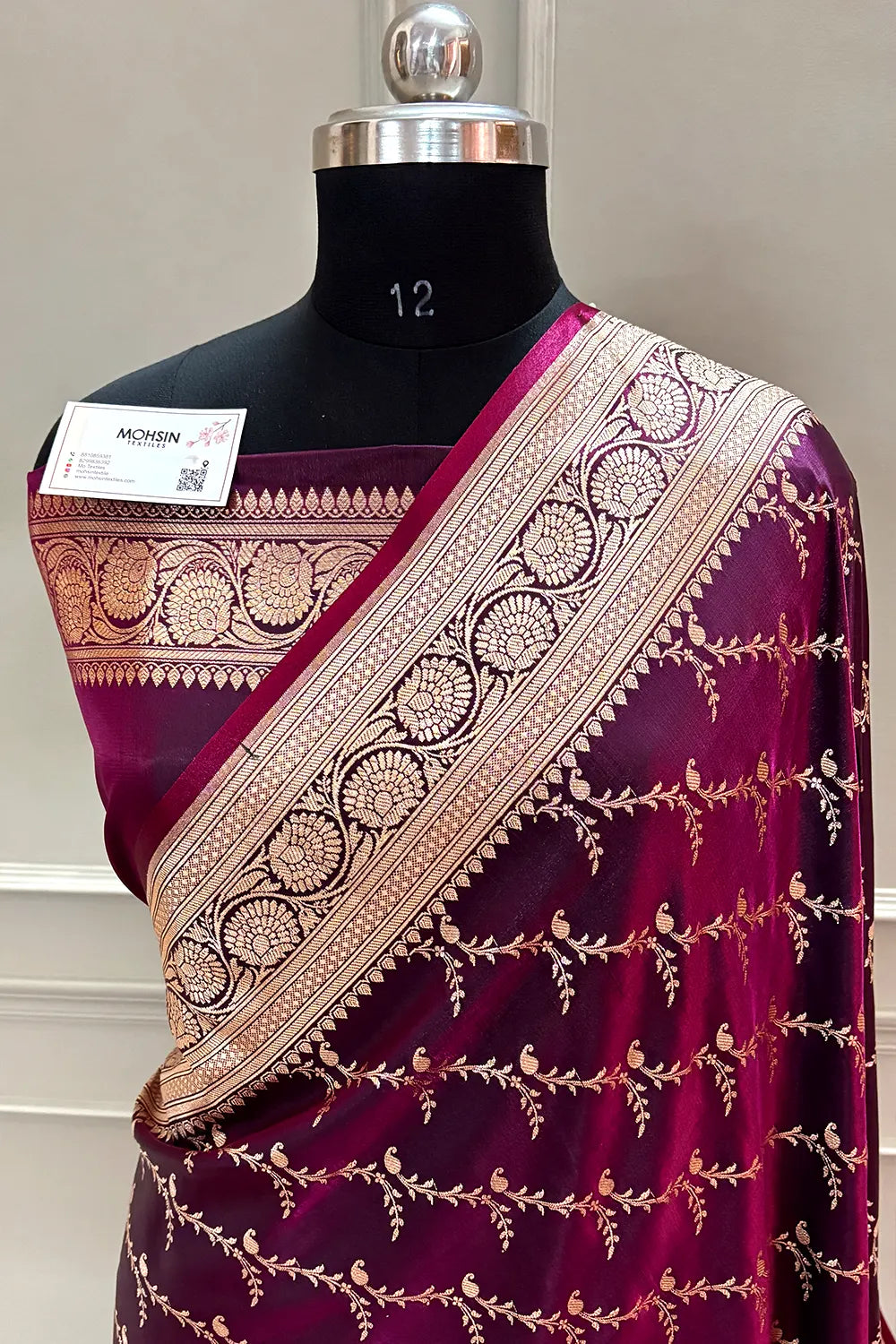 Purple Zari Katan Silk Banarasi Saree – Mohsin Textiles