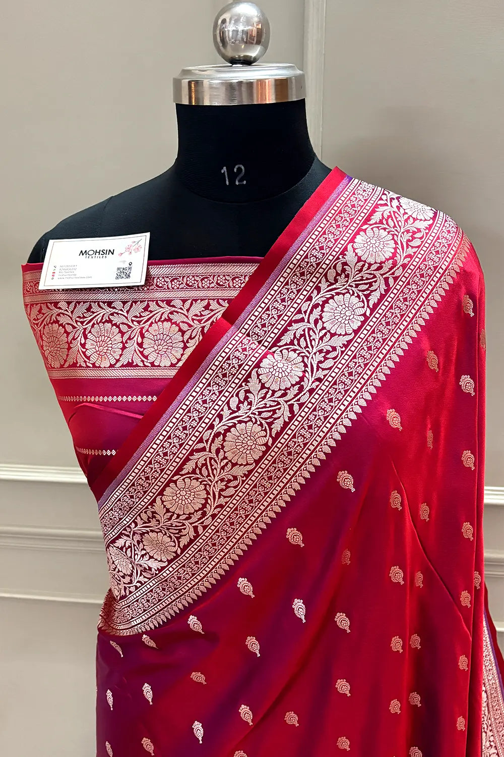 Rani Red Zari Katan Silk Banarasi Saree – Mohsin Textiles