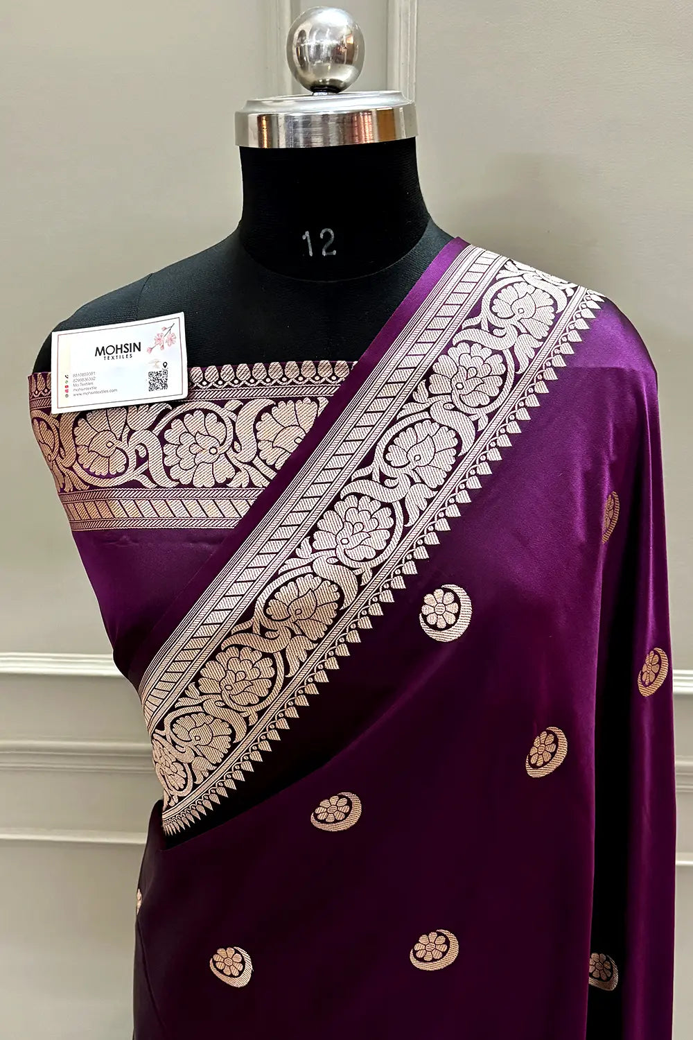 Sonakshi Sinha Purple Katan Mashru Silk Banarasi Saree – Mohsin Textiles