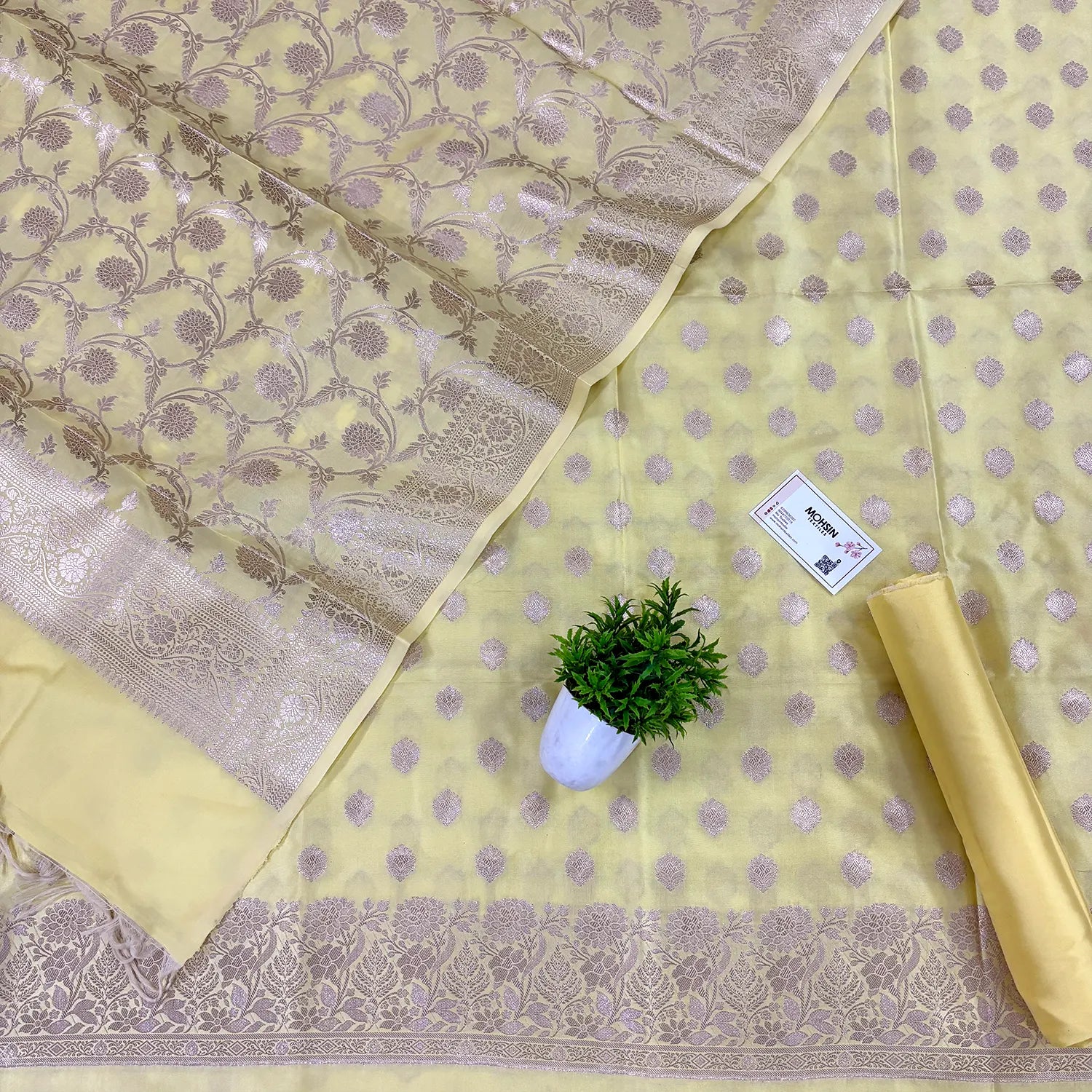 Yellow Kiyari Satin Silk Banarasi Suit – Mohsin Textiles